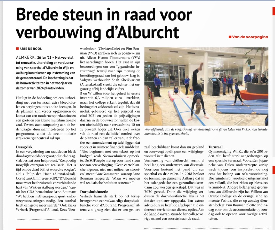 Project turnzaal d'Alburcht - W.I.K. Wijk en Aalburg